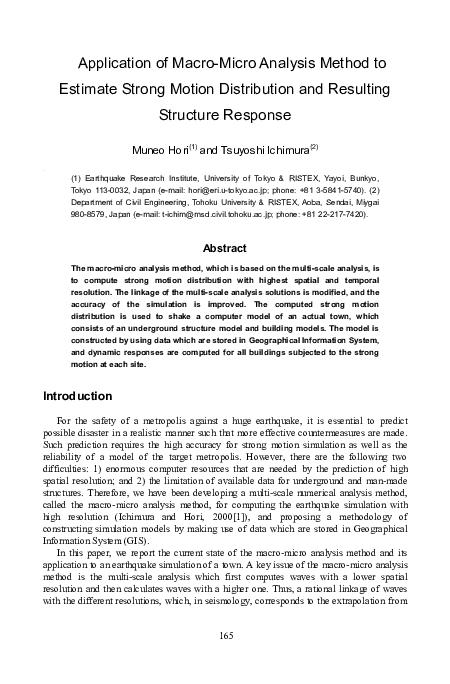 (PDF) Application of Macro-Micro Analysis Method to Estimate Strong Motion Distribution and ...