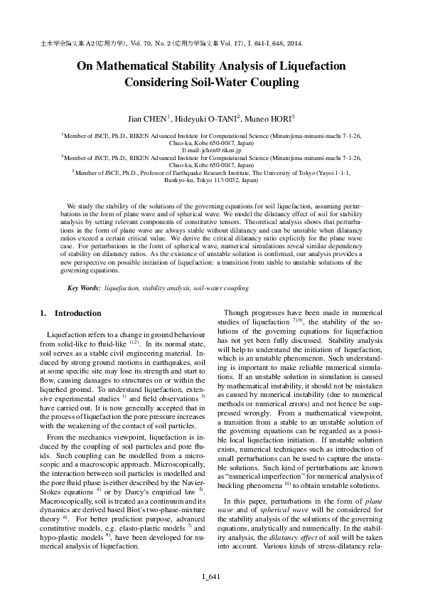 (PDF) On Mathematical Stability Analysis of Liquefaction Considering ...