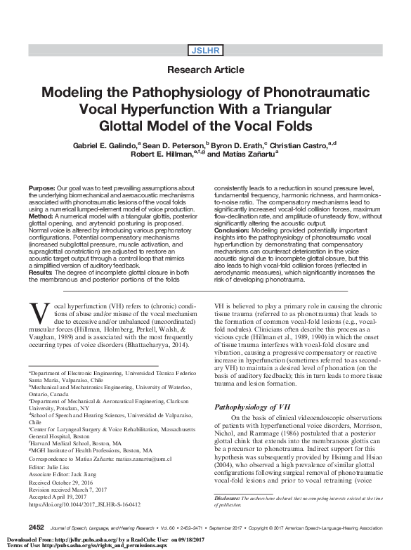 (PDF) Modeling the Pathophysiology of Phonotraumatic Vocal ...