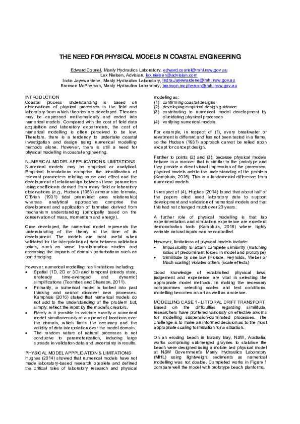 (PDF) The Need for Physical Models in Coastal Engineering