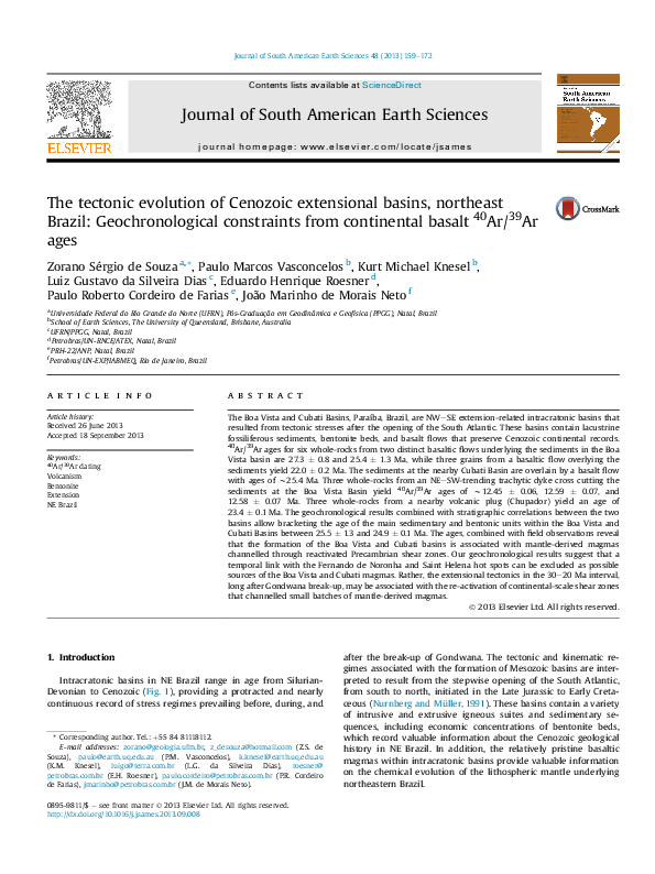(PDF) The tectonic evolution of Cenozoic extensional basins, northeast Brazil: Geochronological ...