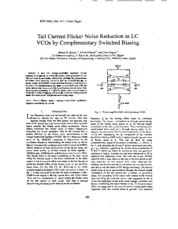 Pdf Tail Current Flicker Noise Reduction In Lc Vcos By Complementary