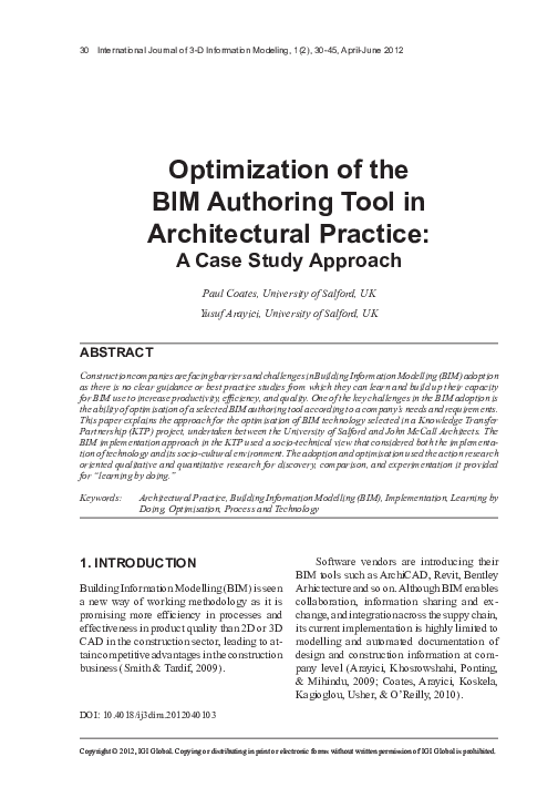(PDF) Optimization of the BIM authoring tool in architectural practice ...