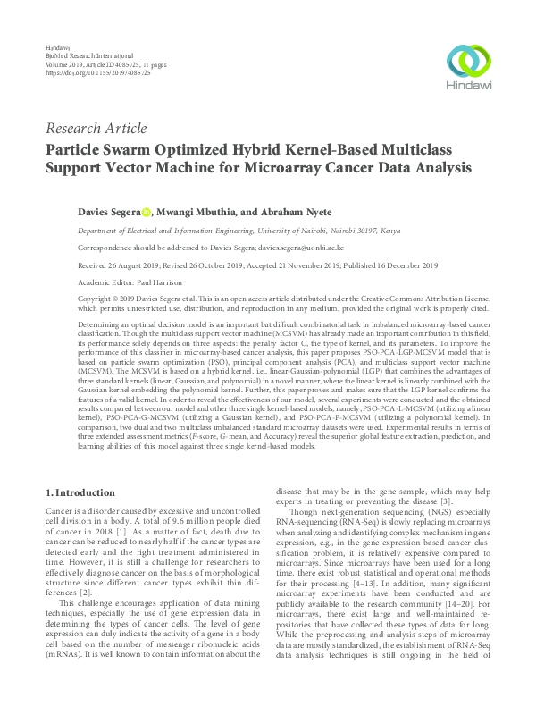 (PDF) Particle Swarm Optimized Hybrid Kernel-Based Multiclass Support Vector Machine for ...