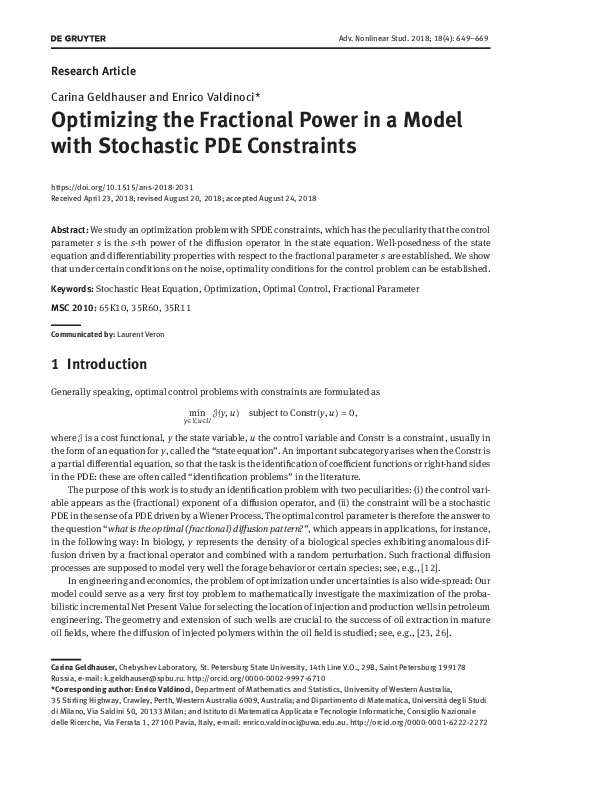 (PDF) Optimizing the Fractional Power in a Model with Stochastic PDE ...