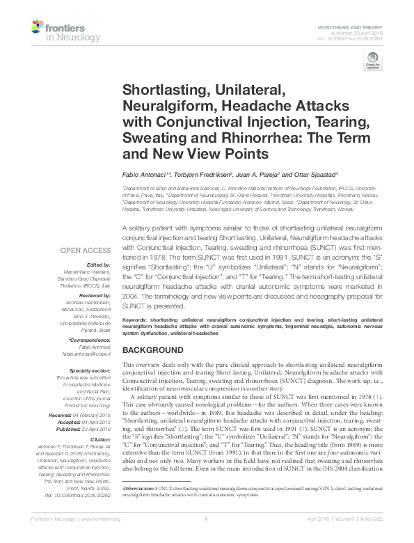 (PDF) Shortlasting Unilateral Neuralgiform Conjunctival Injection and ...
