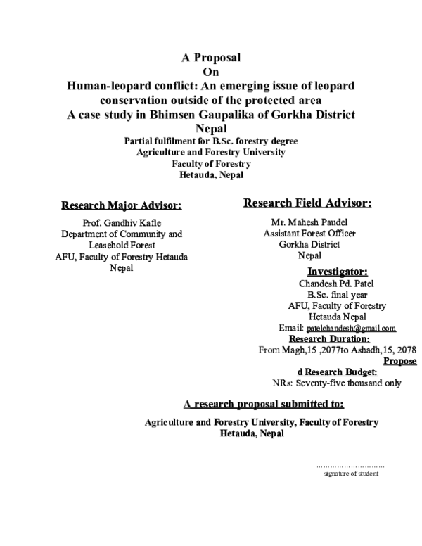 (DOC) A Proposal On Human-leopard conflict: An emerging issue of ...