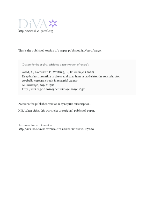 (PDF) Deep brain stimulation in the caudal zona incerta modulates the ...