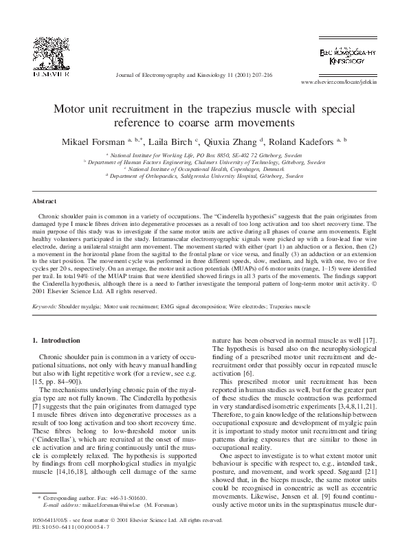(PDF) Motor unit recruitment in the trapezius muscle with special ...