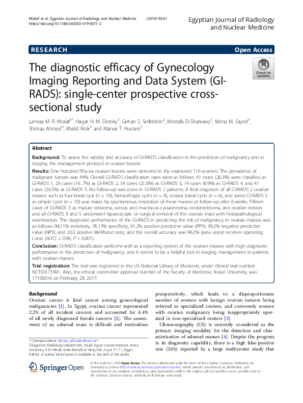 (PDF) The diagnostic efficacy of Gynecology Imaging Reporting and Data ...