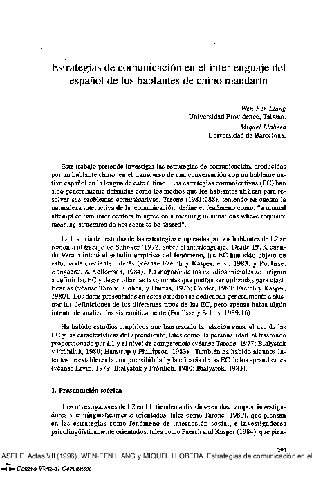 (PDF) Estrategias de comunicación en el interlenguaje del español de ...