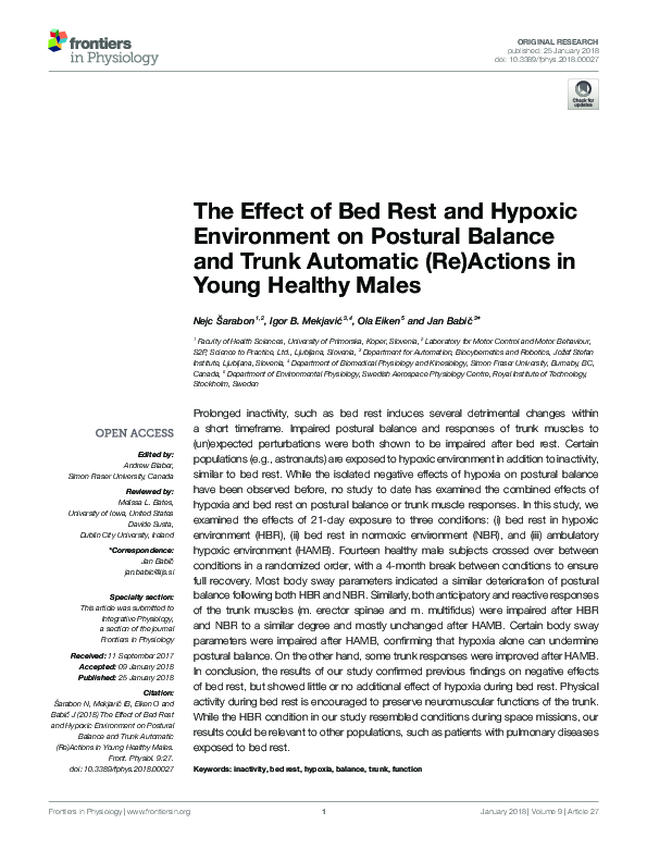 (PDF) The Effect of Bed Rest and Hypoxic Environment on Postural ...