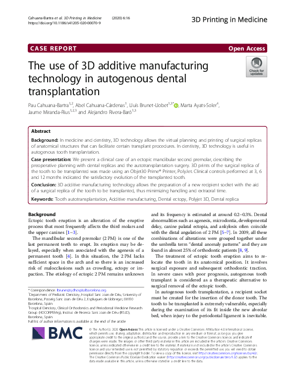 (PDF) The use of 3D additive manufacturing technology in autogenous ...