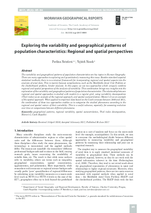 (PDF) Exploring the variability and geographical patterns of population ...