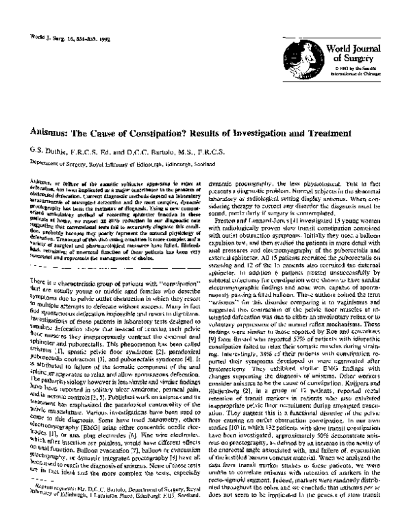 (PDF) Anismus: The cause of constipation? Results of investigation and ...