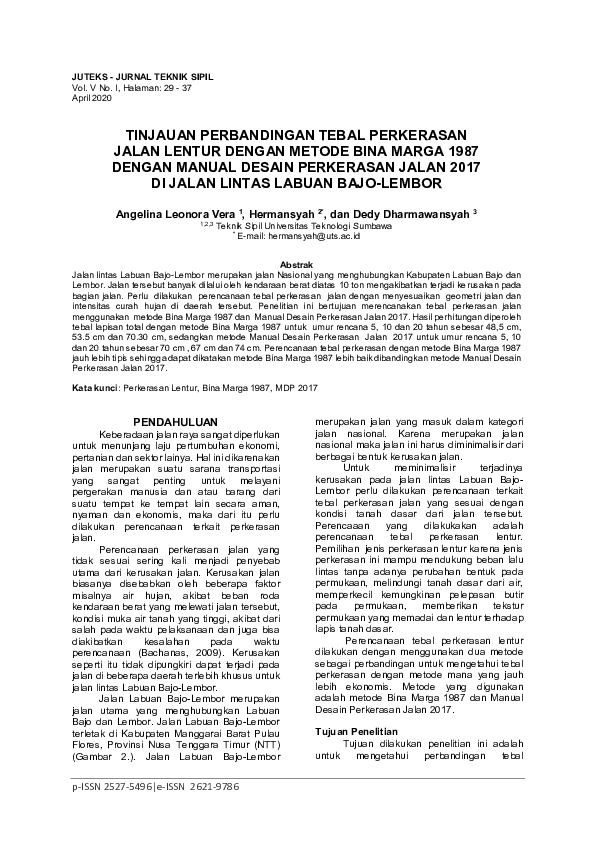 (PDF) Tinjauan Perbandingan Tebal Perkerasan Jalan Lentur Dengan Metode Bina Marga 1987 Dengan ...