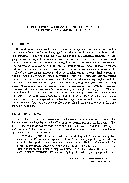 (PDF) The role of spanish transfer: the need to include contrastive ...