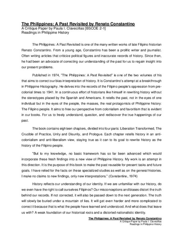 (PDF) The Philippines: A Past Revisited by Renato Constantino A ...