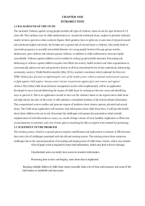 (DOC) CHAPTER ONE INTRODUCTION 1.1 BACKGROUND OF THE STUDY