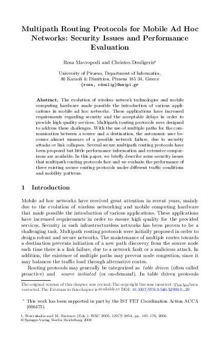(PDF) Multipath Routing Protocols for Mobile Ad Hoc Networks: Security ...