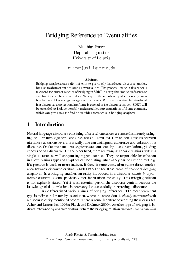 (PDF) Bridging Reference to Eventualities (PDF) Bridging Reference to Eventualities