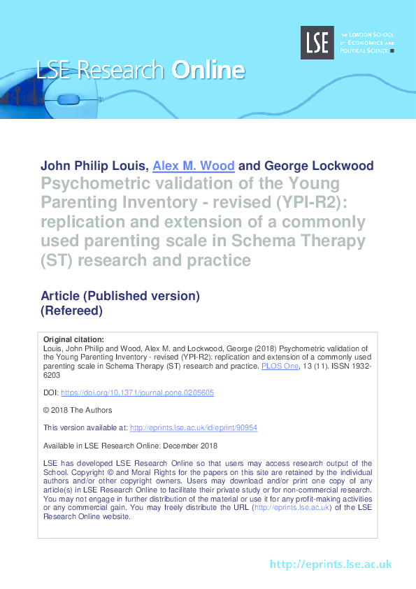 (PDF) Psychometric validation of the Young Parenting Inventory ...