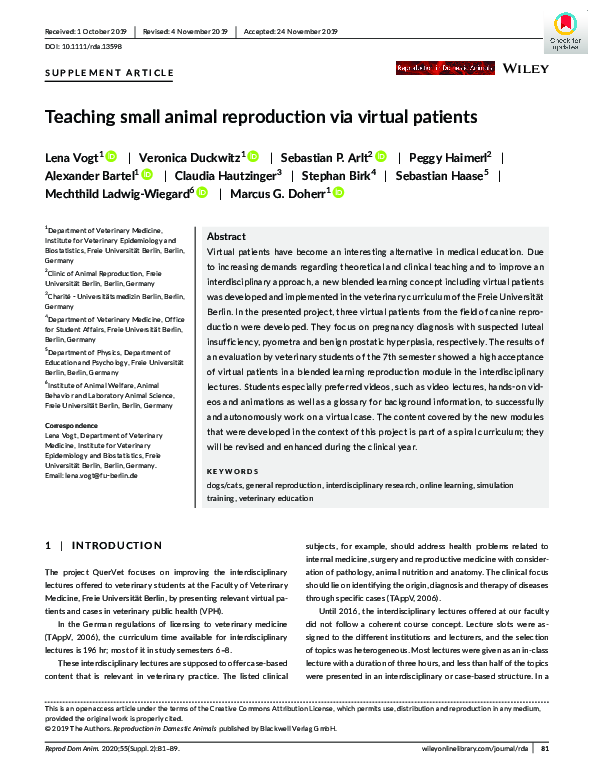 (PDF) Teaching small animal reproduction via virtual patients