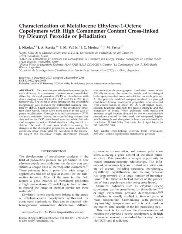(PDF) Characterization of metallocene ethylene-1-octene copolymers with ...