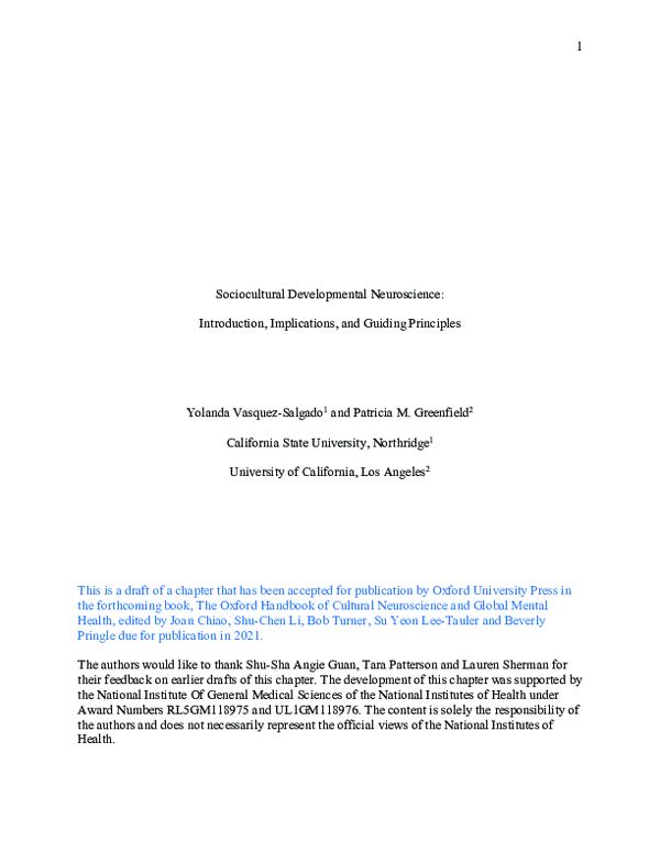 Pdf Sociocultural Developmental Neuroscience Introduction