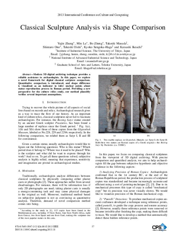 (PDF) Classical Sculpture Analysis via Shape Comparison