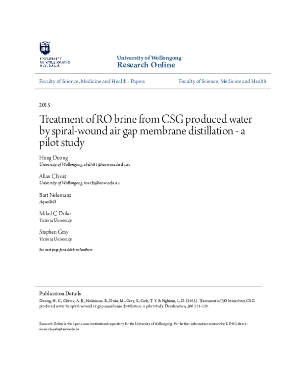 (PDF) Treatment of RO brine from CSG produced water by spiral-wound air ...