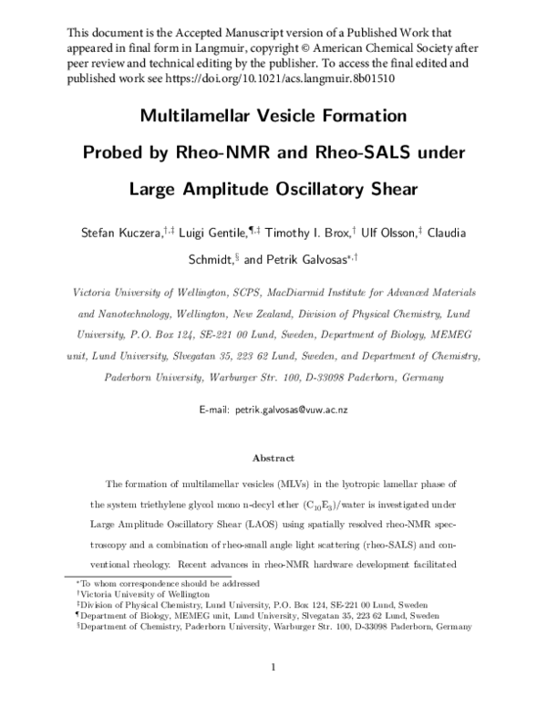 (PDF) Multilamellar Vesicle Formation Probed by Rheo-NMR and Rheo-SALS ...