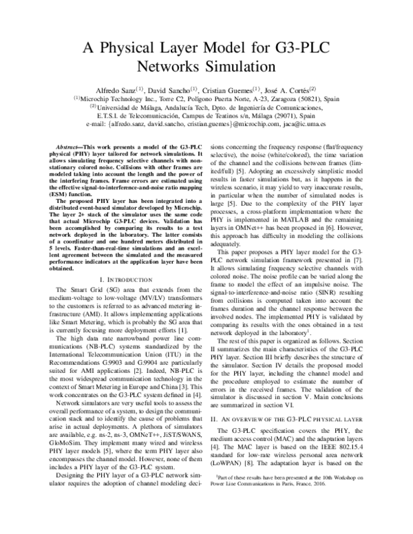 (PDF) A physical layer model for G3-PLC networks simulation