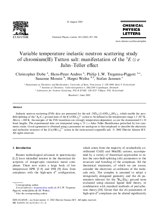 (PDF) Variable temperature inelastic neutron scattering study of ...