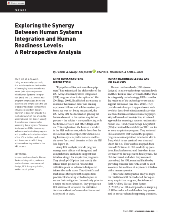 (PDF) Exploring the Synergy between HSI and Human Readiness Levels: A ...