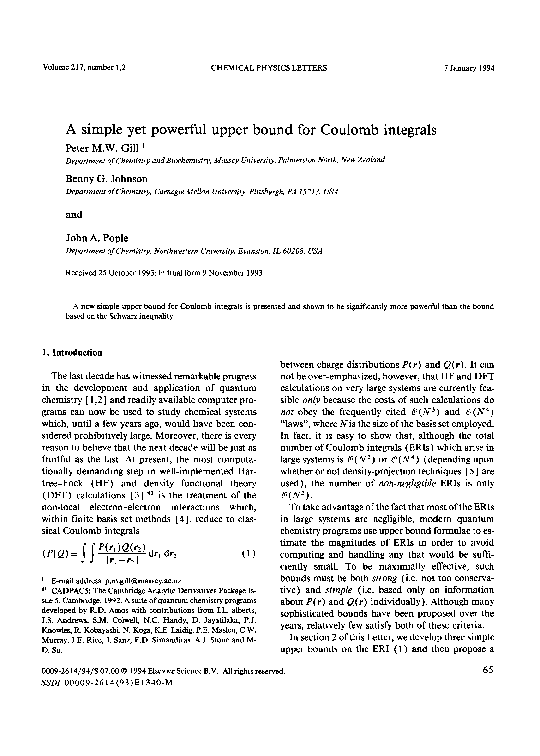(PDF) A simple yet powerful upper bound for Coulomb integrals