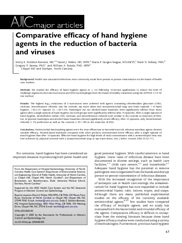 (PDF) Comparative efficacy of hand hygiene agents in the reduction of ...