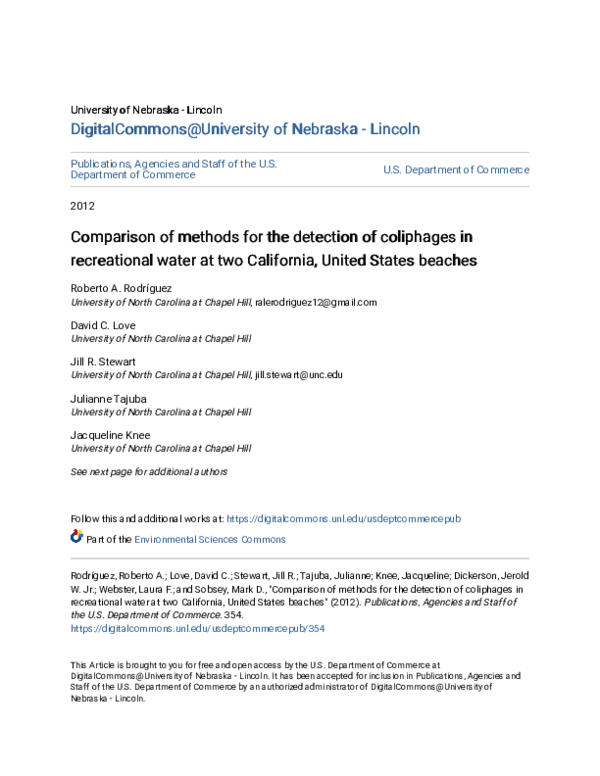 (PDF) Comparison of methods for the detection of coliphages in ...