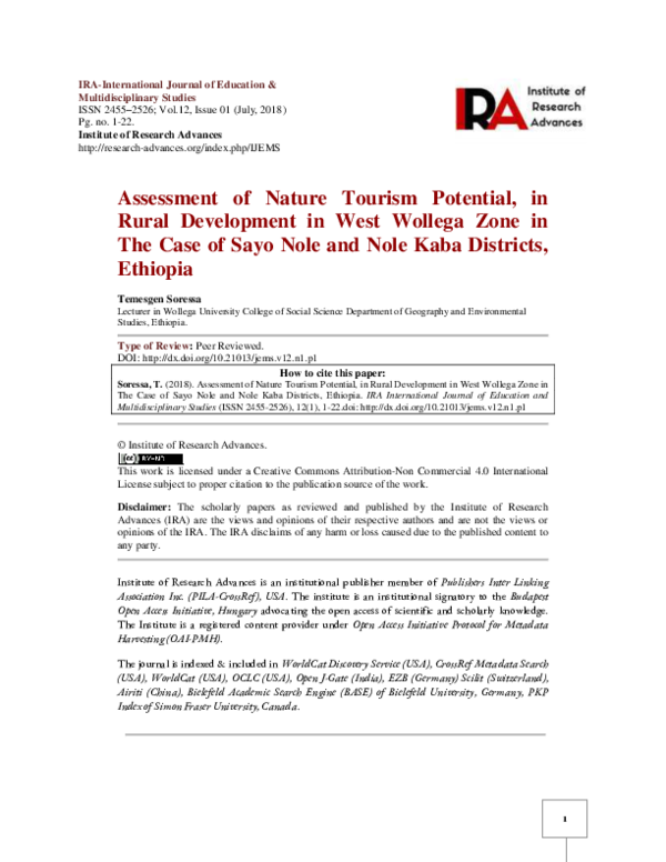 (PDF) Assessment of Nature Tourism Potential, in Rural Development in ...