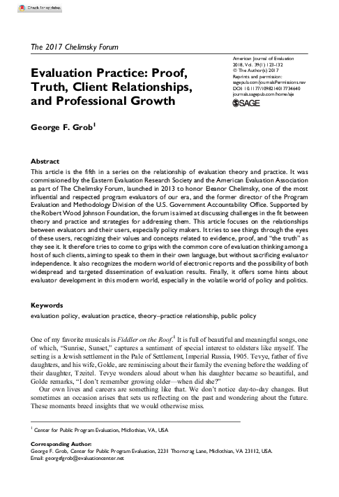 (PDF) Evaluation Practice