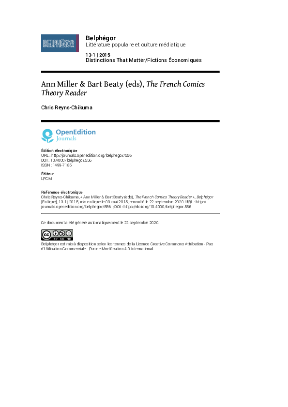 (PDF) Recension de Theory comics de Bart Beaty et Ann Miller