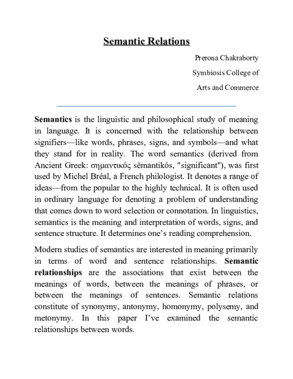 (DOC) Semantic Relations