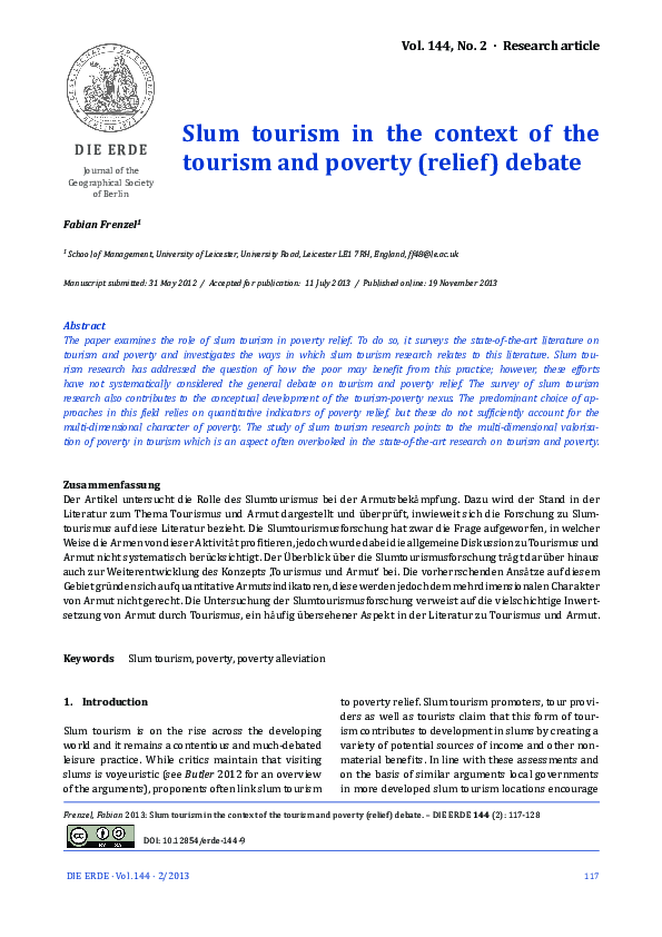(PDF) Slum tourism in the context of the tourism and poverty (relief ...