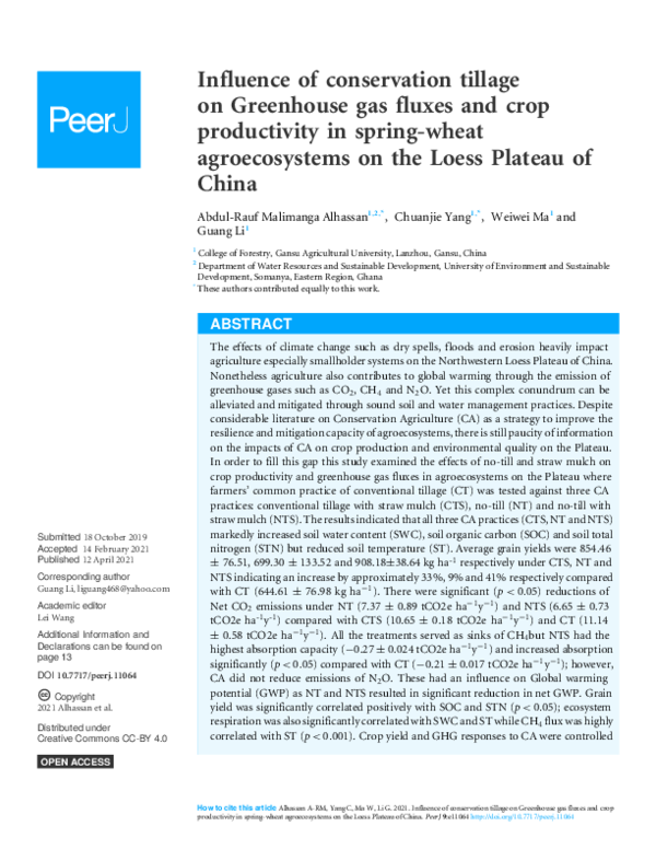 (PDF) Distributed under Creative Commons CC-BY 4.0 OPEN ACCESS Influence of conservation tillage ...