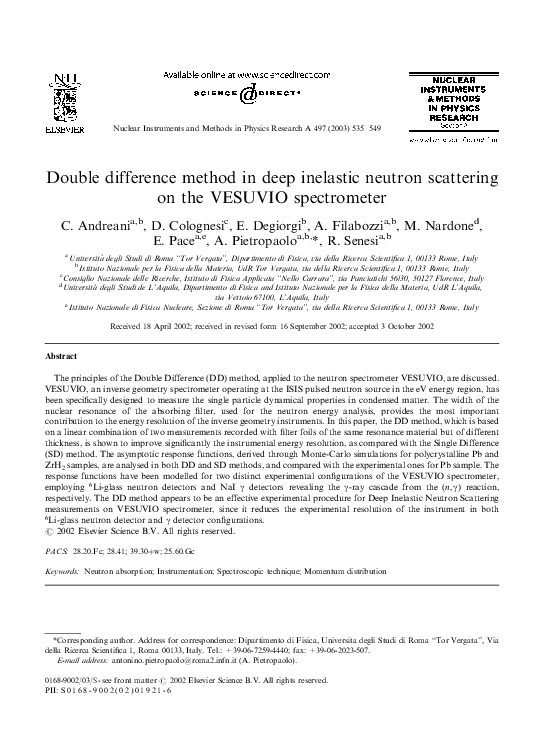 (PDF) Double difference method in deep inelastic neutron scattering on ...