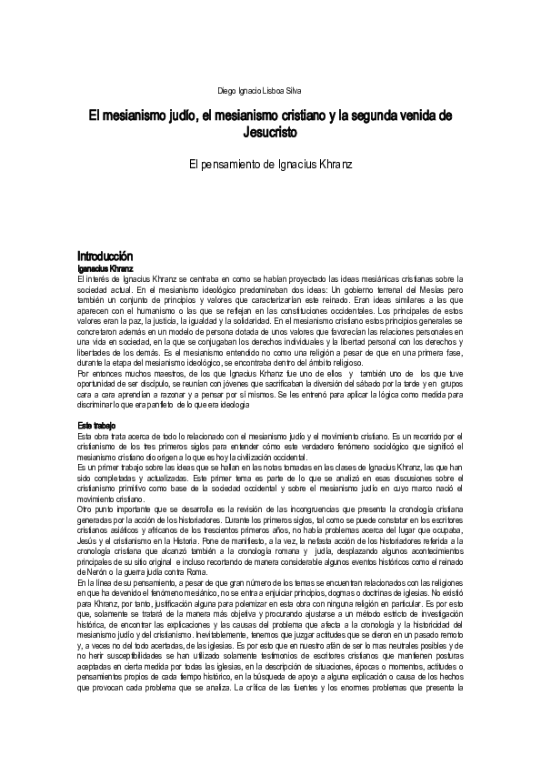 (DOC) El mesianismo judío, el mesianismo cristiano y la segunda venida ...