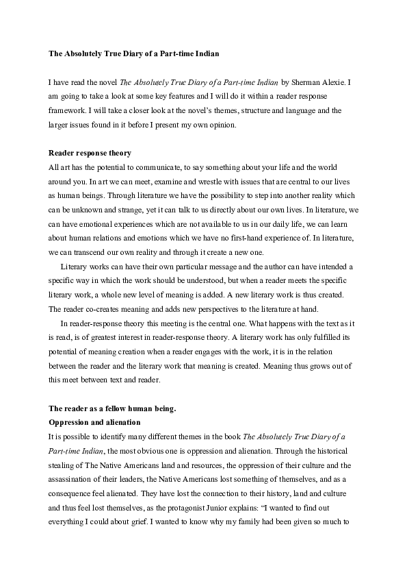 (DOC) The Absolutely True Diary of a Part-time Indian