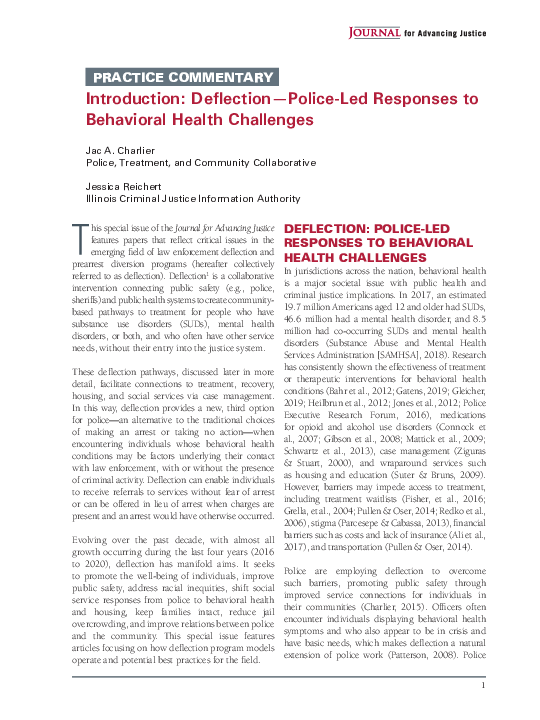 (PDF) Introduction: Deflection—Police-Led Responses to Behavioral ...