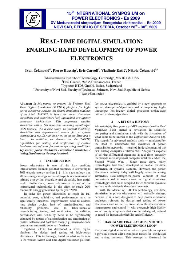 (PDF) Real-Time Digital Simulation: Enabling Rapid Development of Power ...