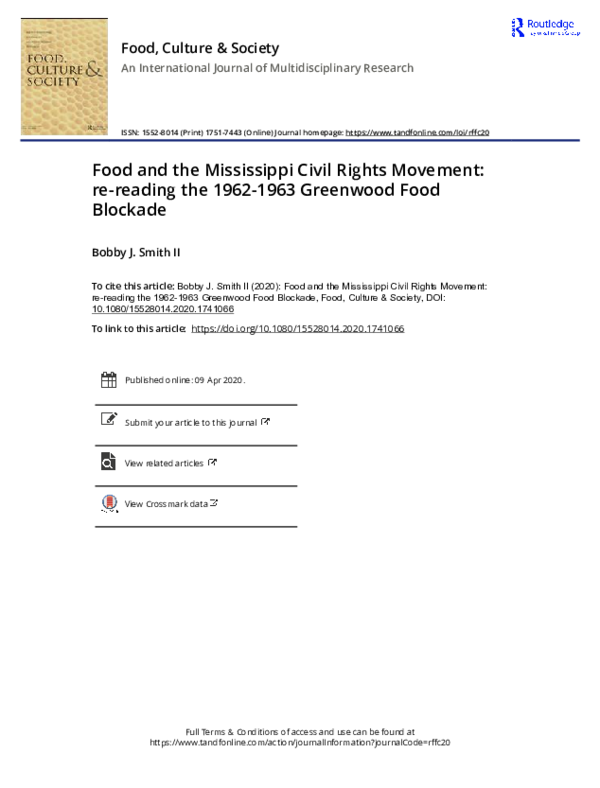 (PDF) Food and the Mississippi Civil Rights Movement: Re-reading the ...